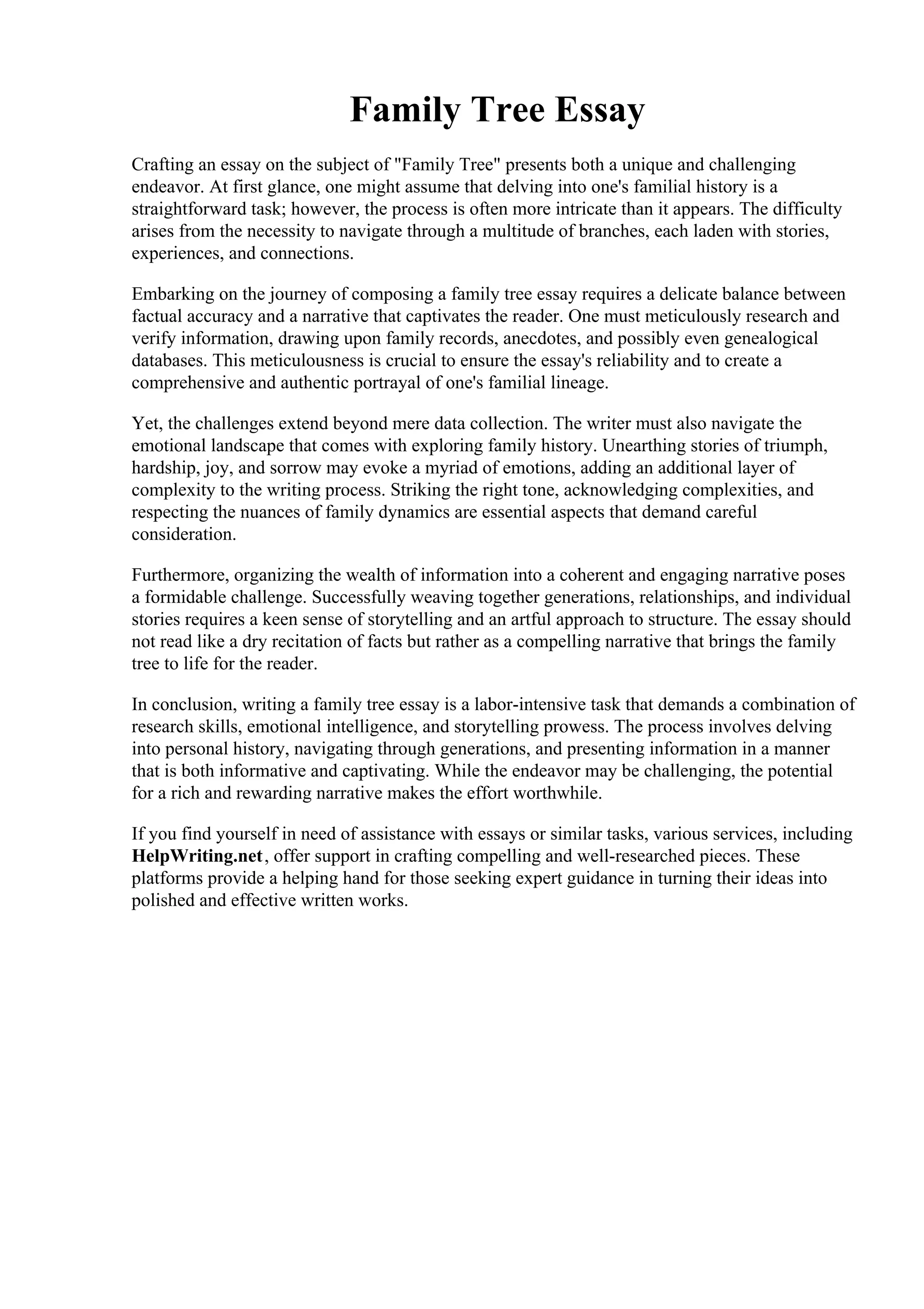 Family Tree Essay. My family tree Teaching Resources | PDF