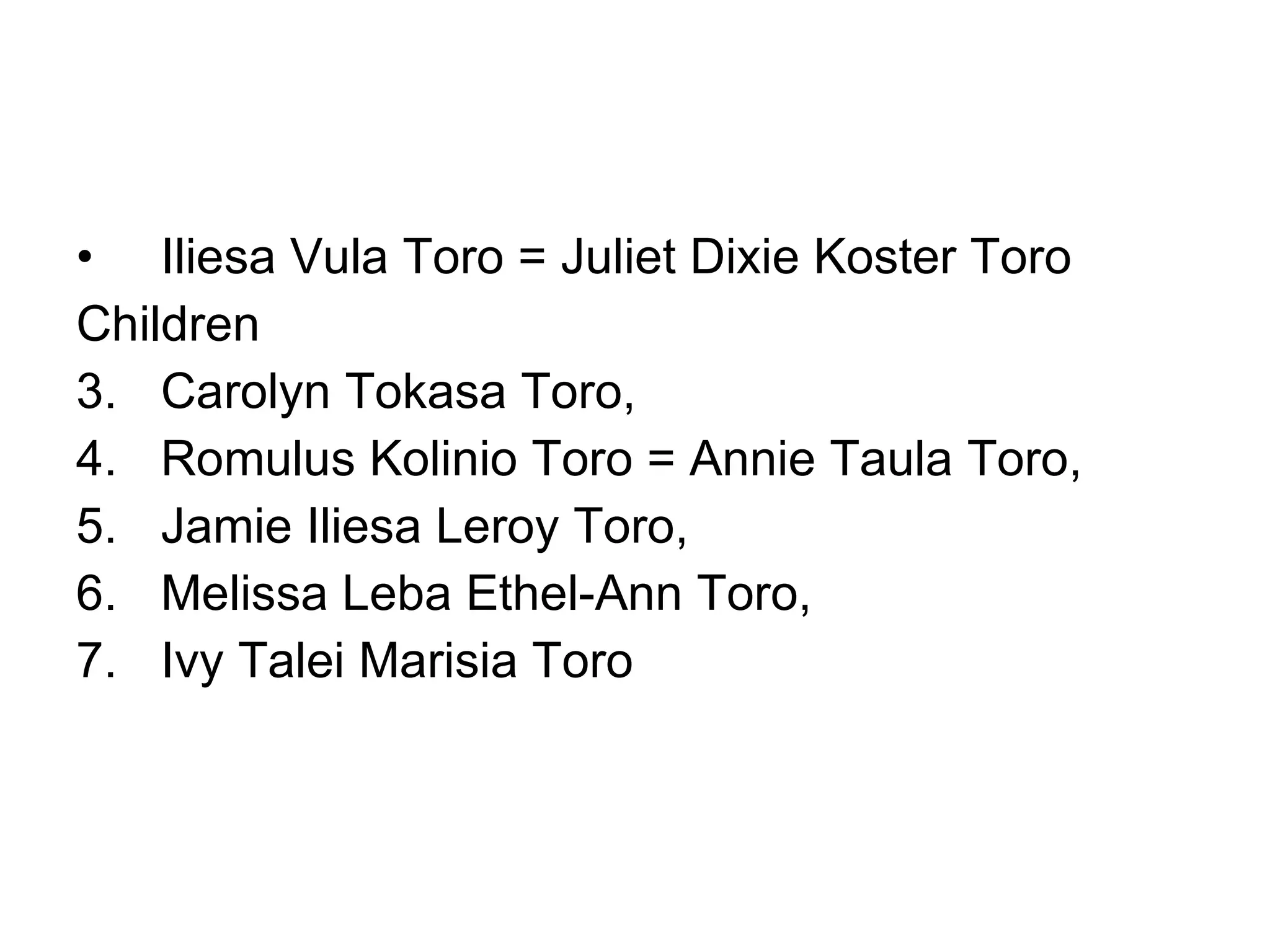 Family Tree Mereleba Tuivaga | PPT