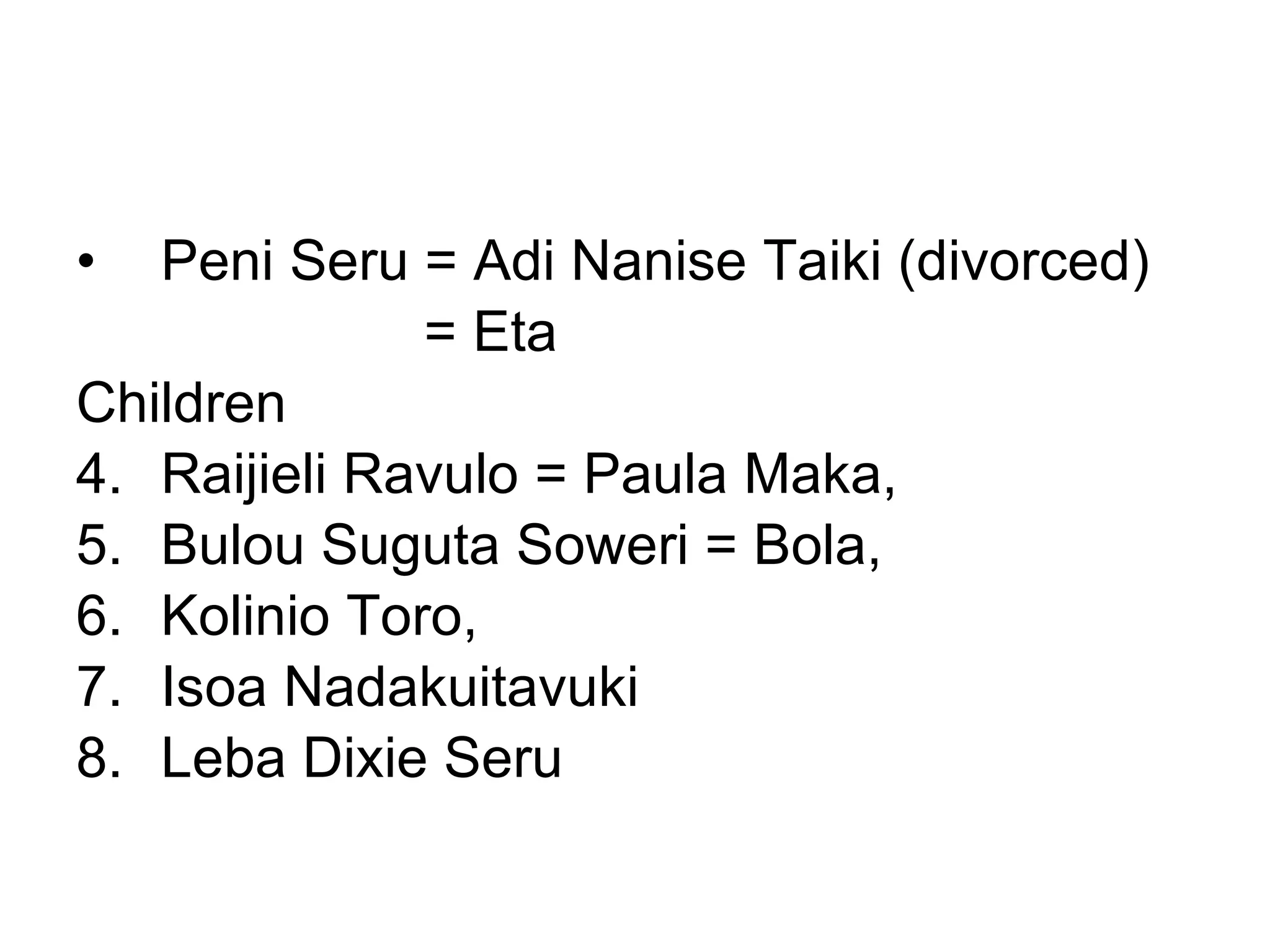 Family Tree Mereleba Tuivaga | PPT