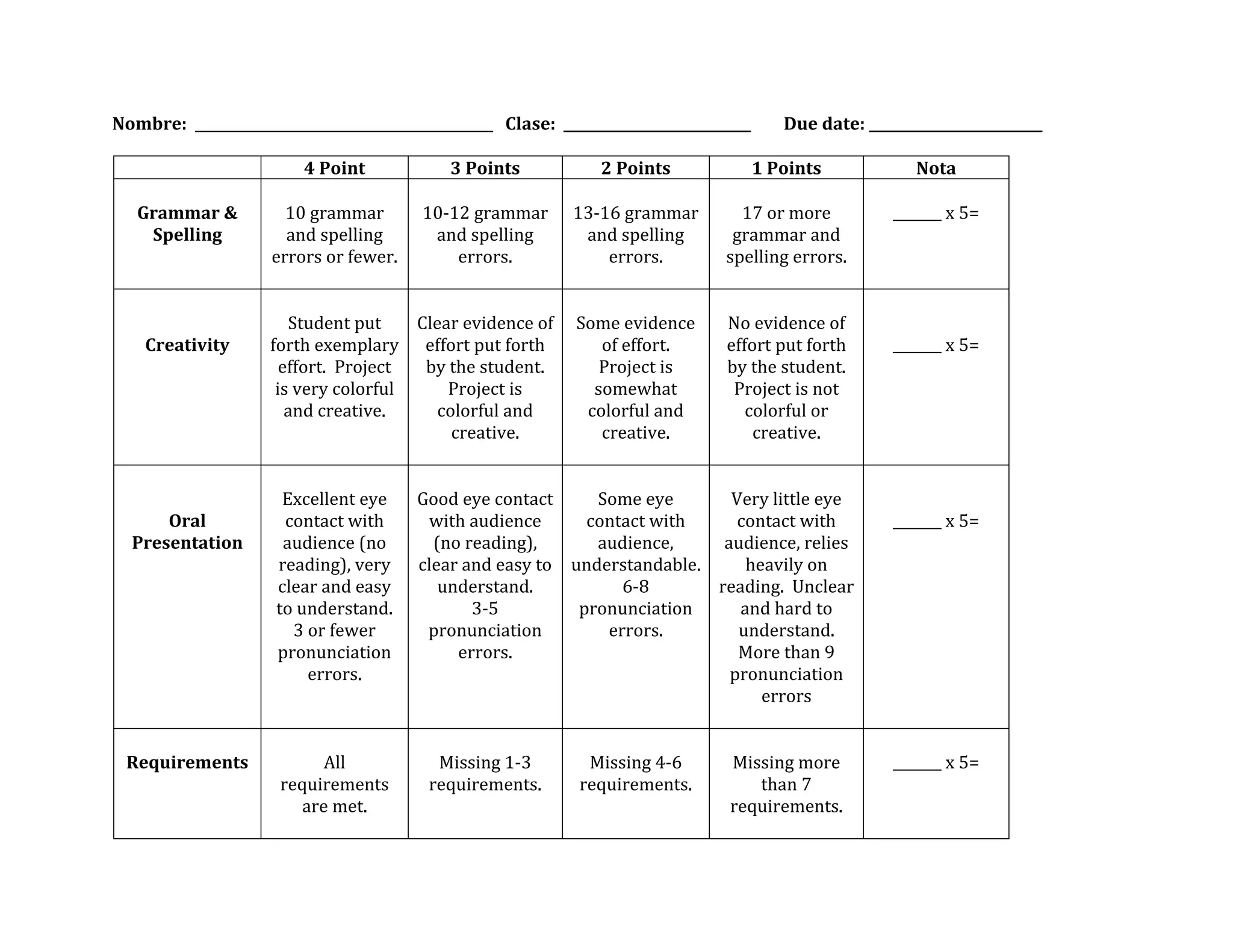 Family tree project_and_rubric_5th_grade | PDF