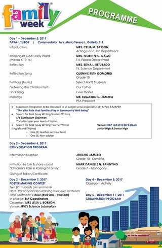 MVTS Family Week | PDF