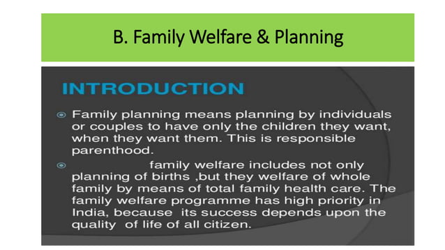 Family welfare | PPTX | Government Support and Welfare | Financial ...