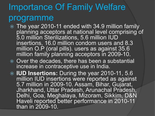 Family welfare programme | PPTX | Birth Control | Reproductive Health