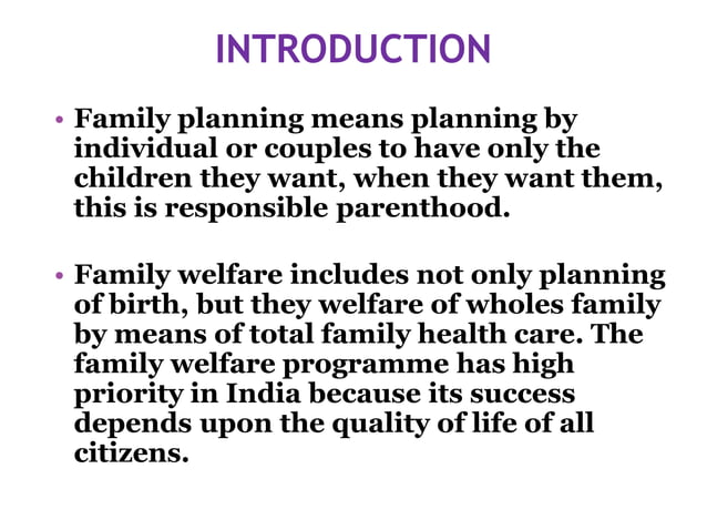 family welfare programme-pptx details welfare | PPT
