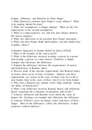 Famine, Affluence, and Morality by Peter Singer 1. What historic | DOCX