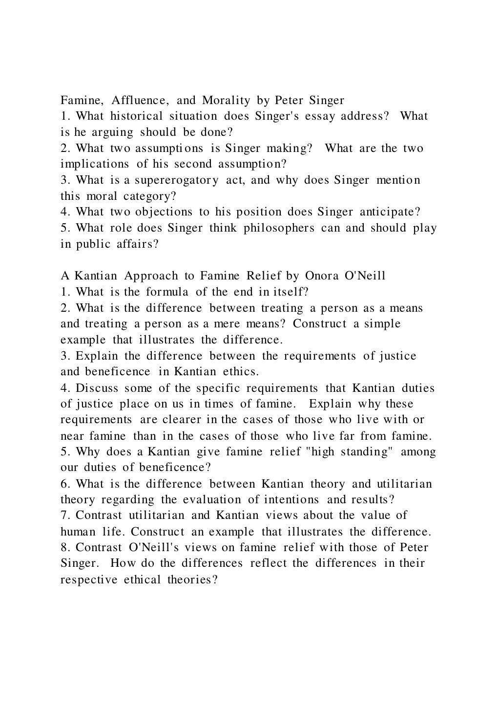 Famine, Affluence, and Morality by Peter Singer 1. What historic | PDF