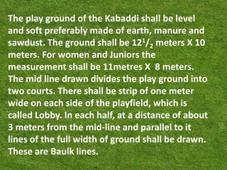 COURT DIMENSIONS& RULES AND REGULATIONS OF KABADDI | PPTX