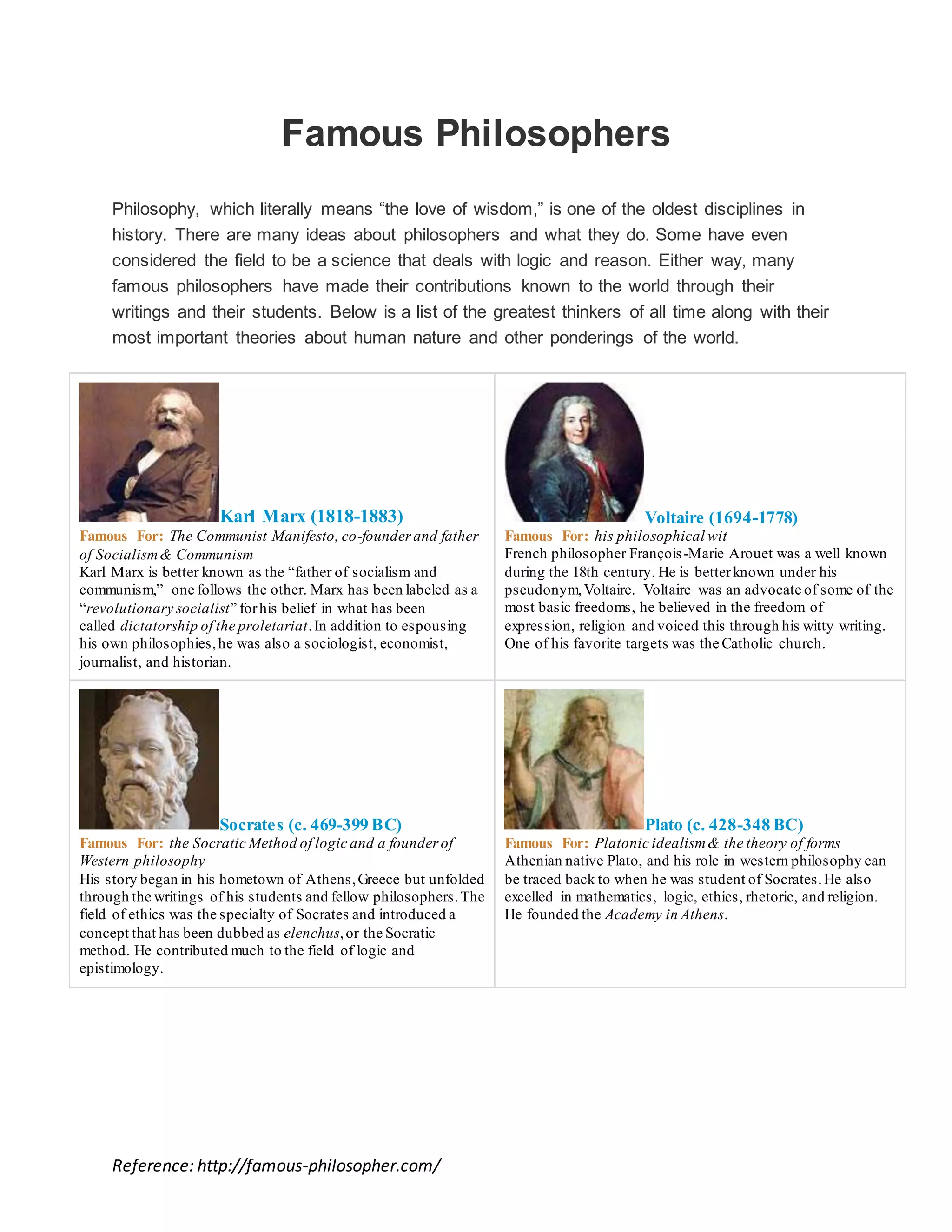 Famous philosophers | DOCX
