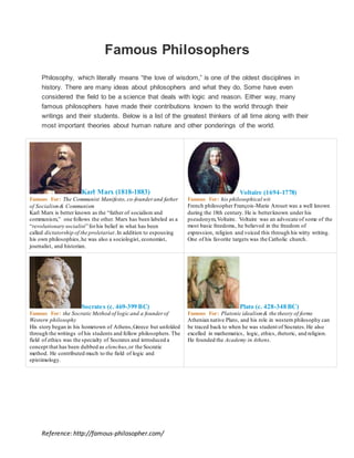 SOLUTION: Famous Philosophers Studypool, 43% OFF