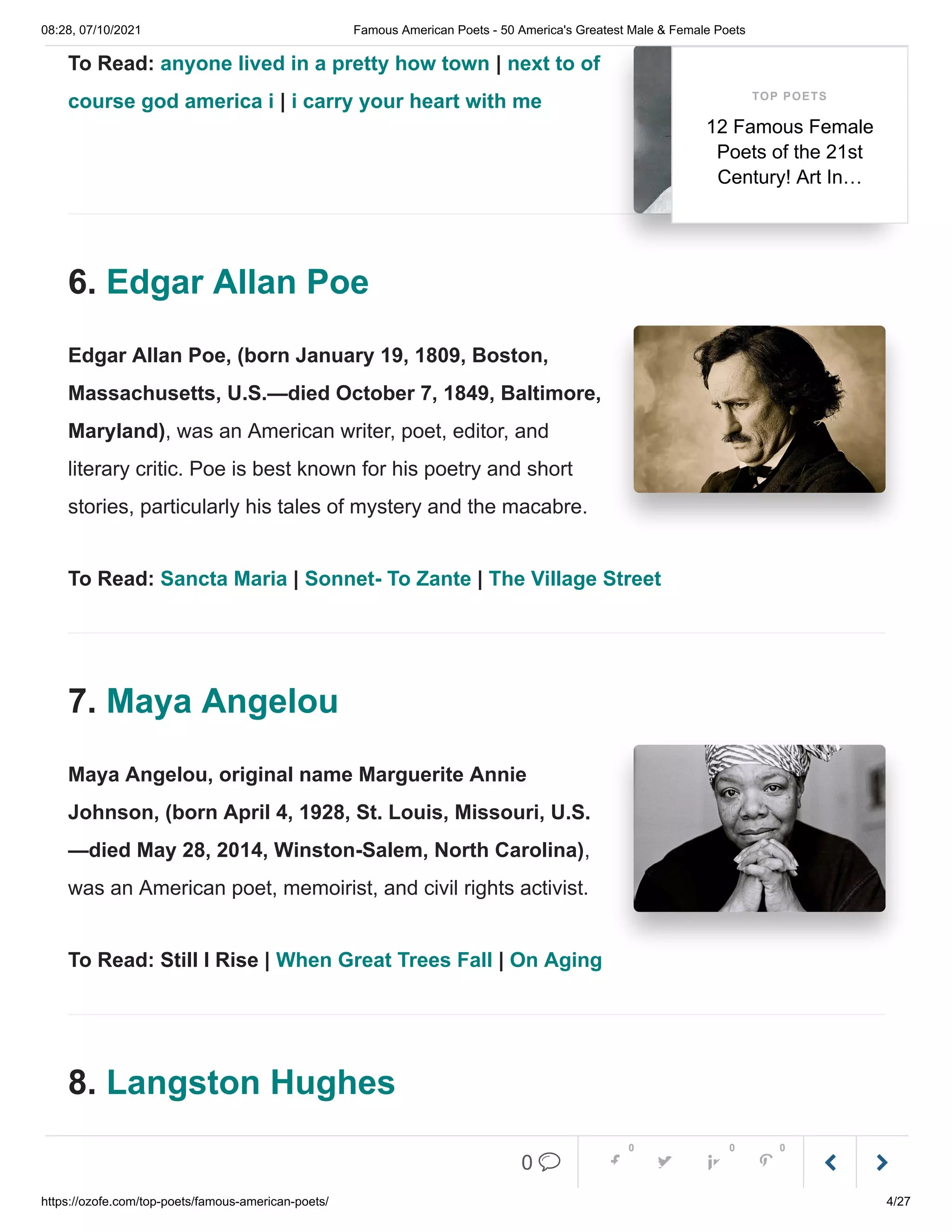 50 america's greatest male and female poets | PDF
