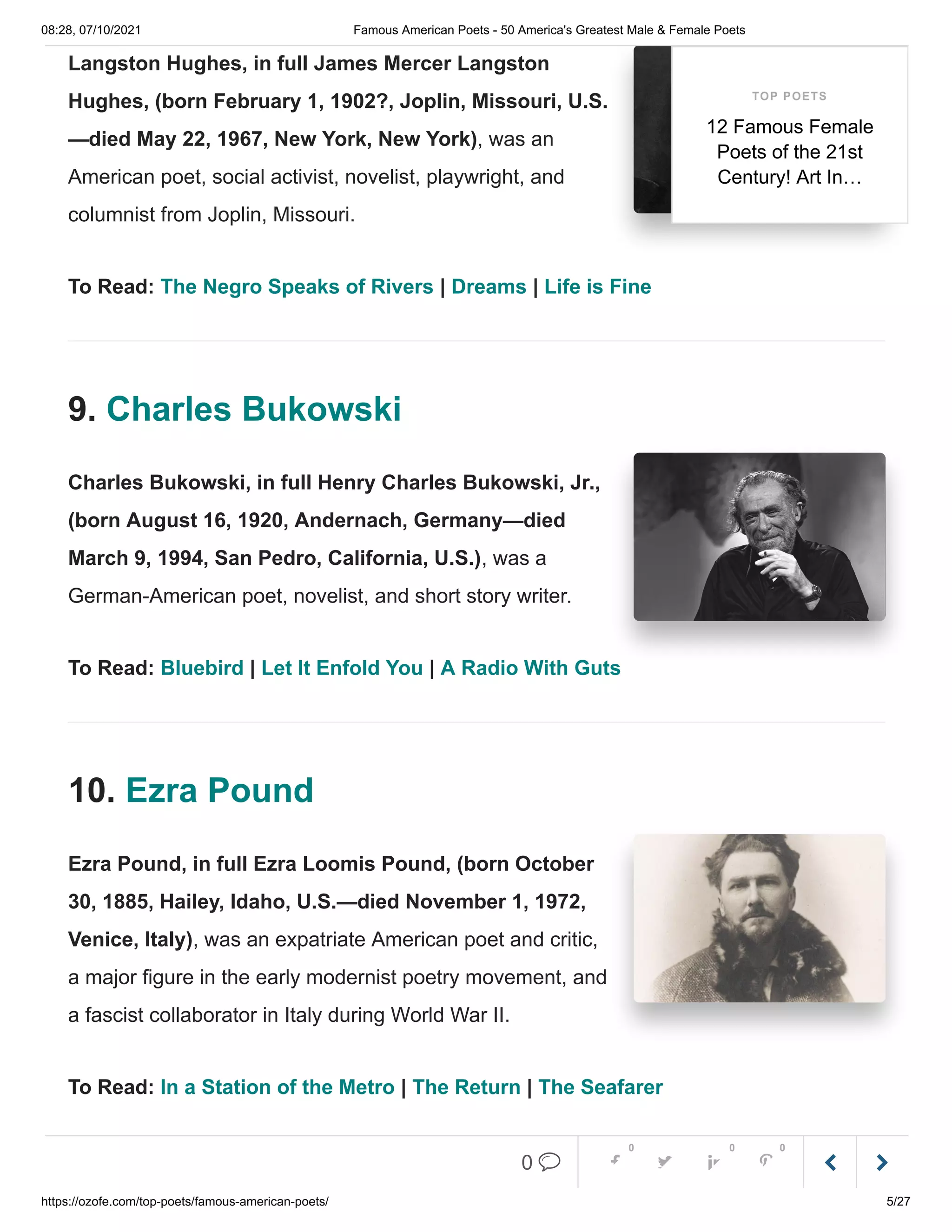 50 america's greatest male and female poets | PDF