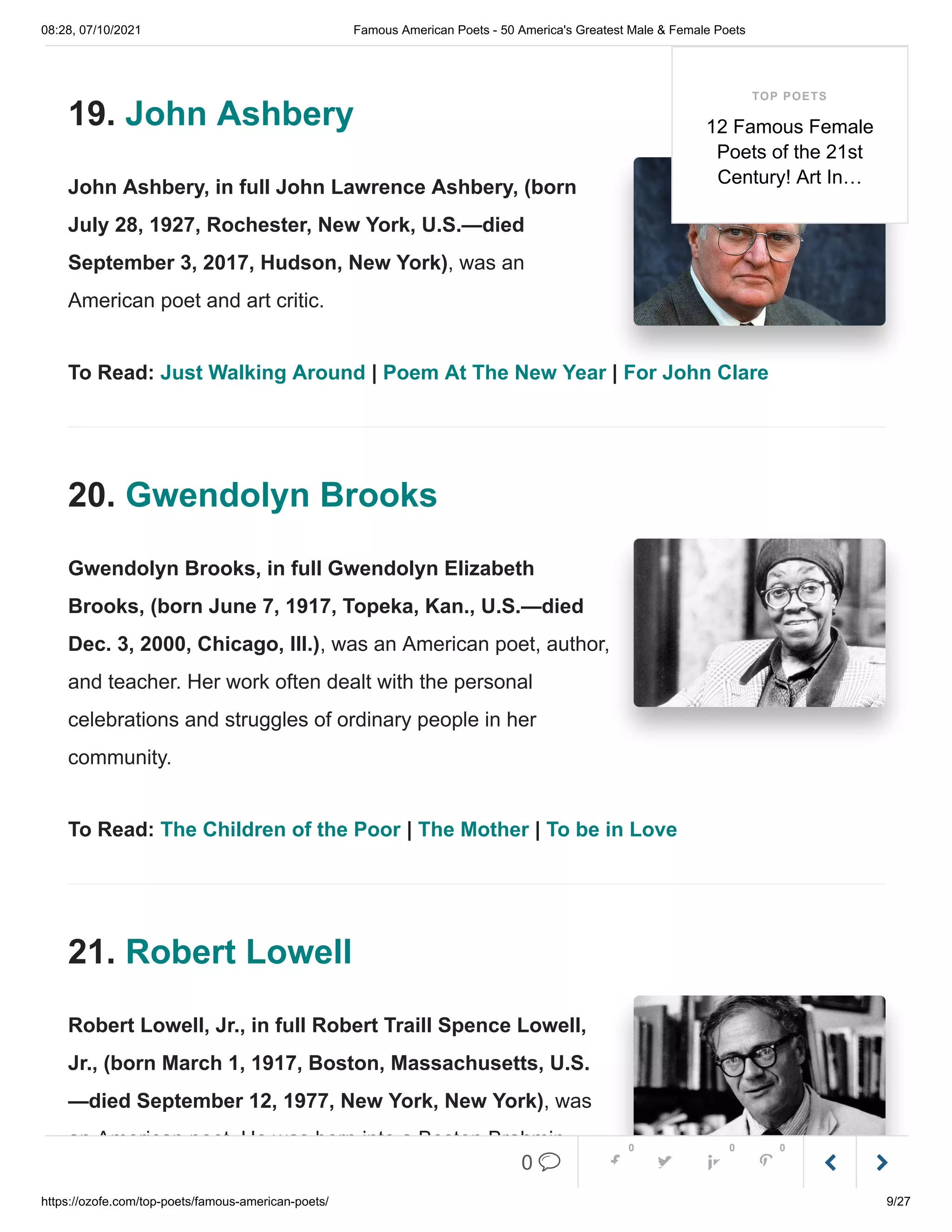 50 america's greatest male and female poets | PDF