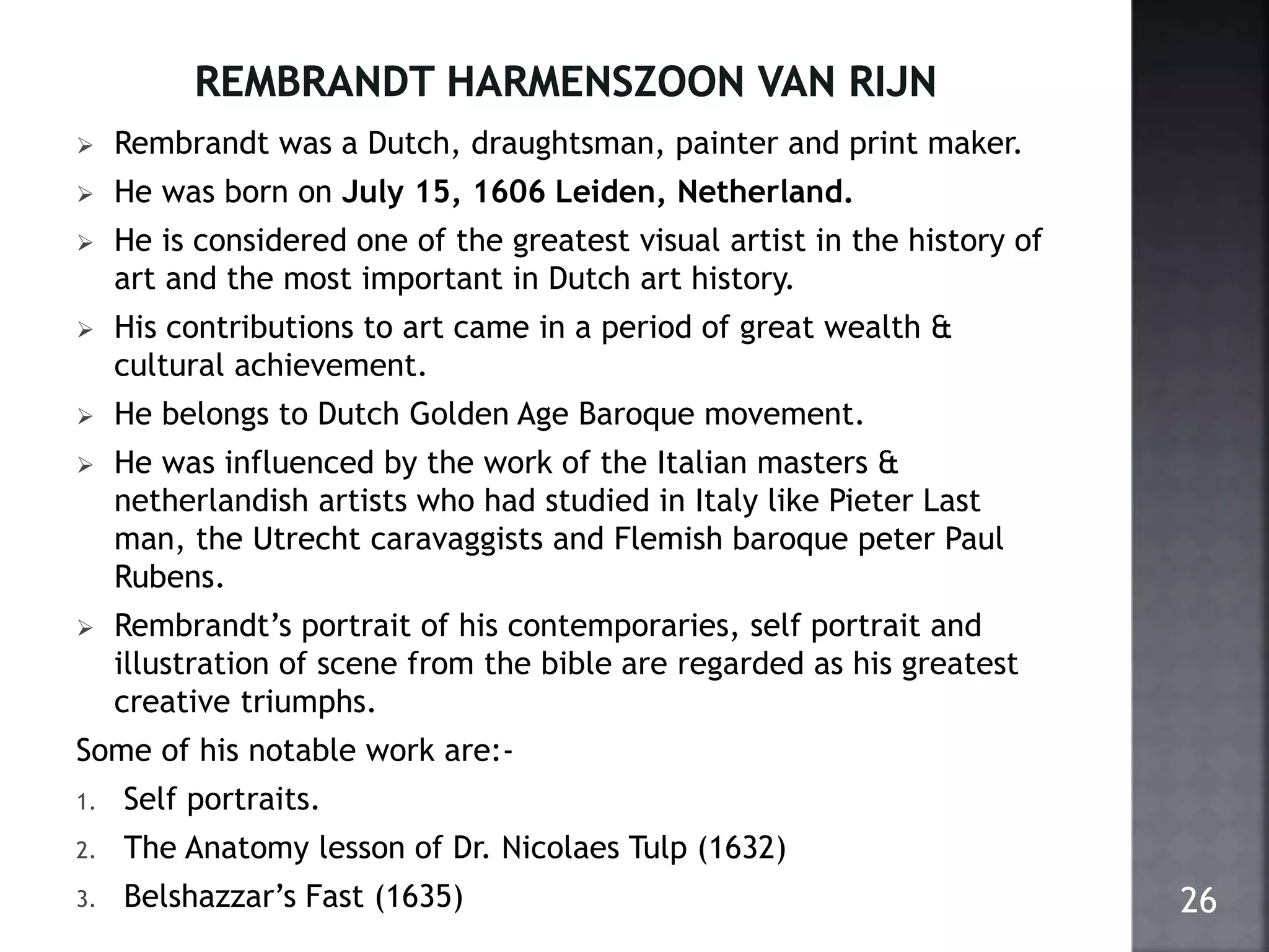 Famous artists & sculptor and their work | PPTX