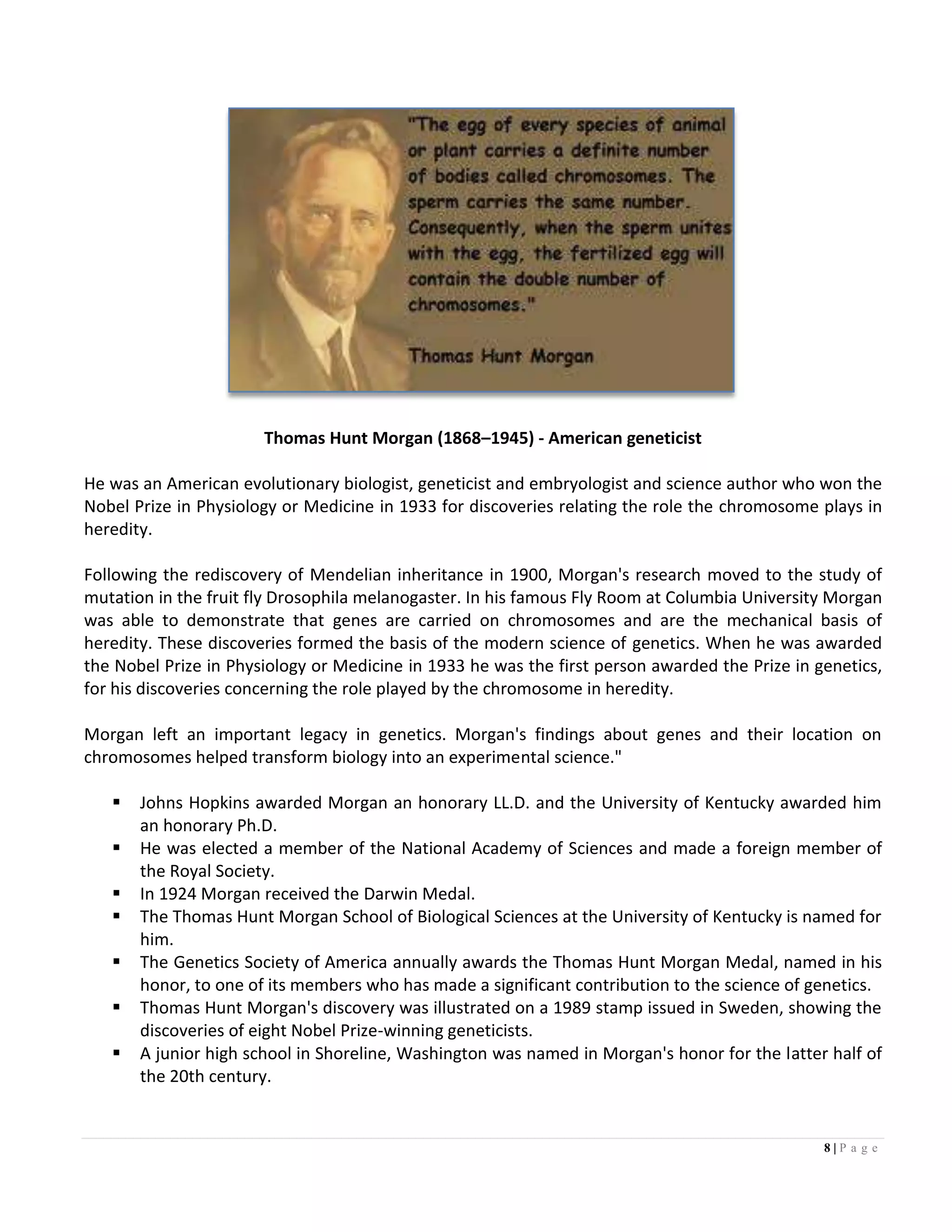 Famous biologist scientists (foreign) | DOCX | Genetics | Science