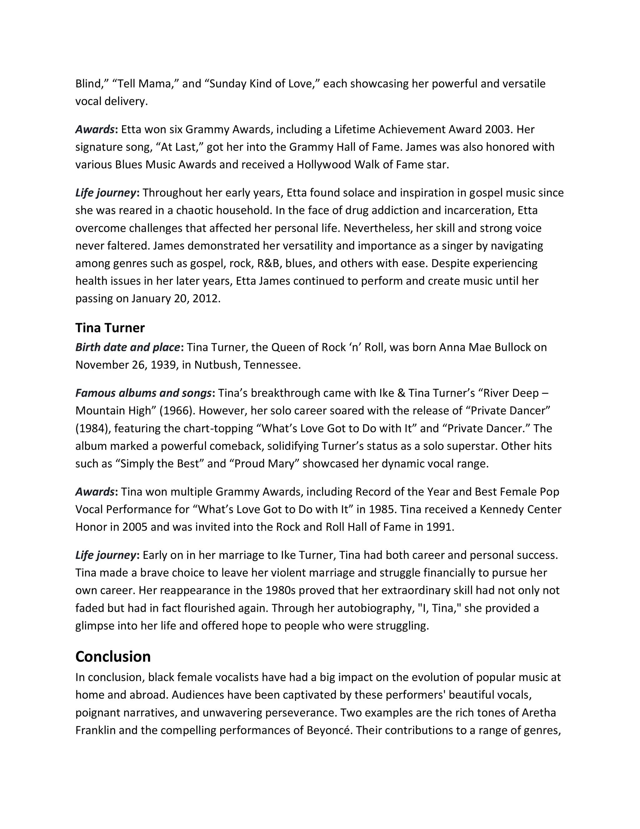 Famous Black Women Singers: Icons of Music and Inspiration | PDF