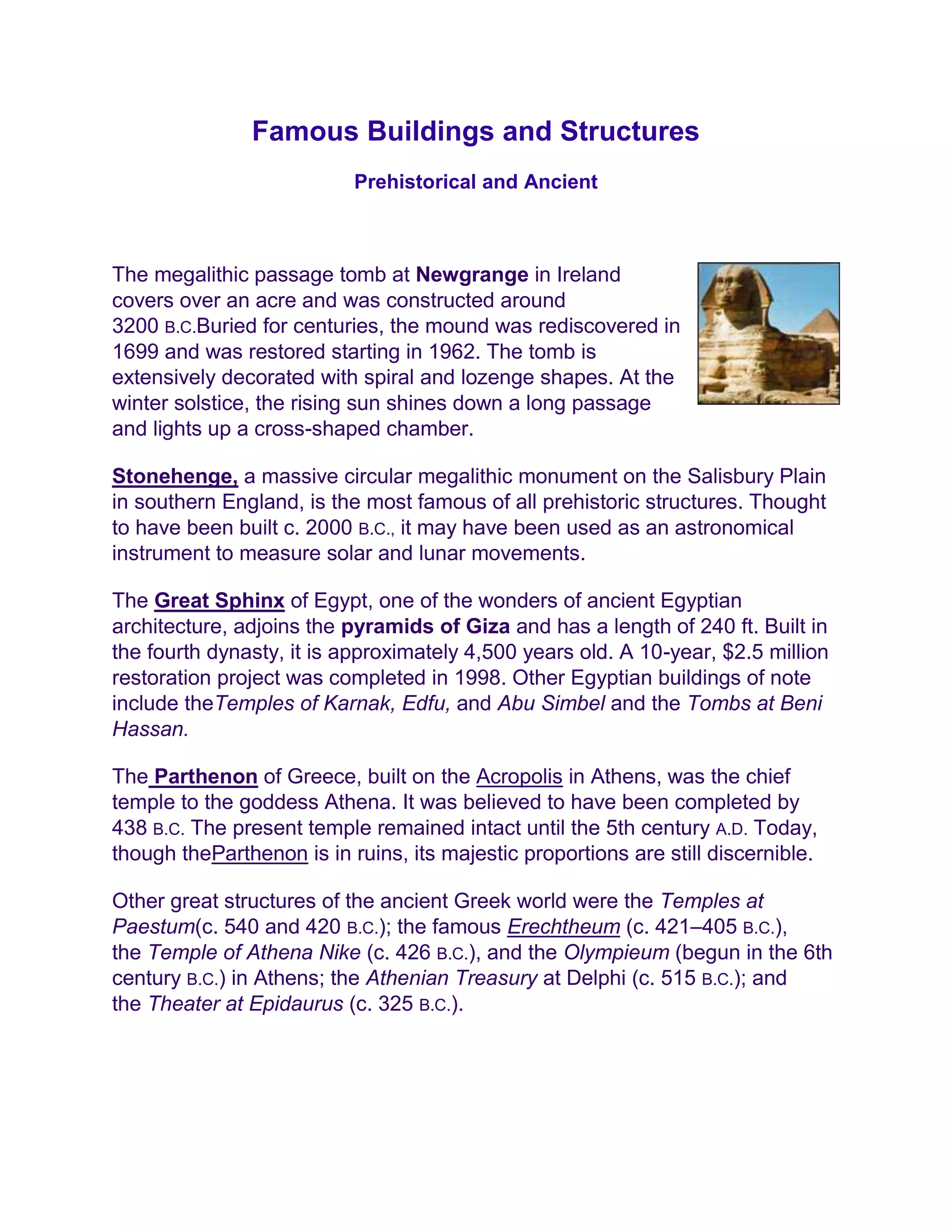 Famous buildings and structures | DOCX