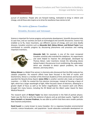 Famous Canadian Scientists