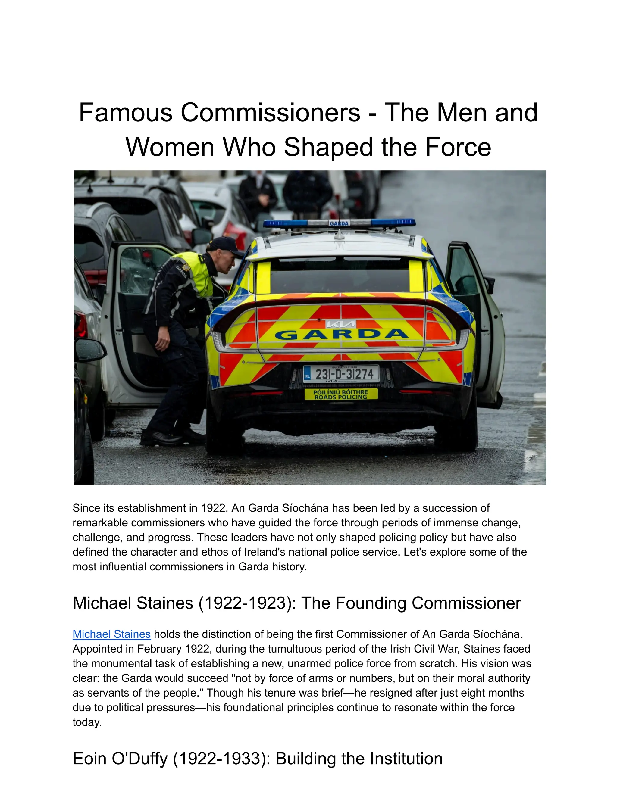 Famous Commissioners - The Men and Women Who Shaped the Force | PDF