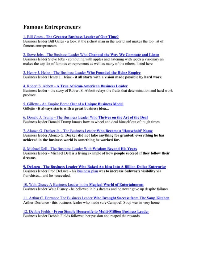 Famous entrepreneurs | PDF