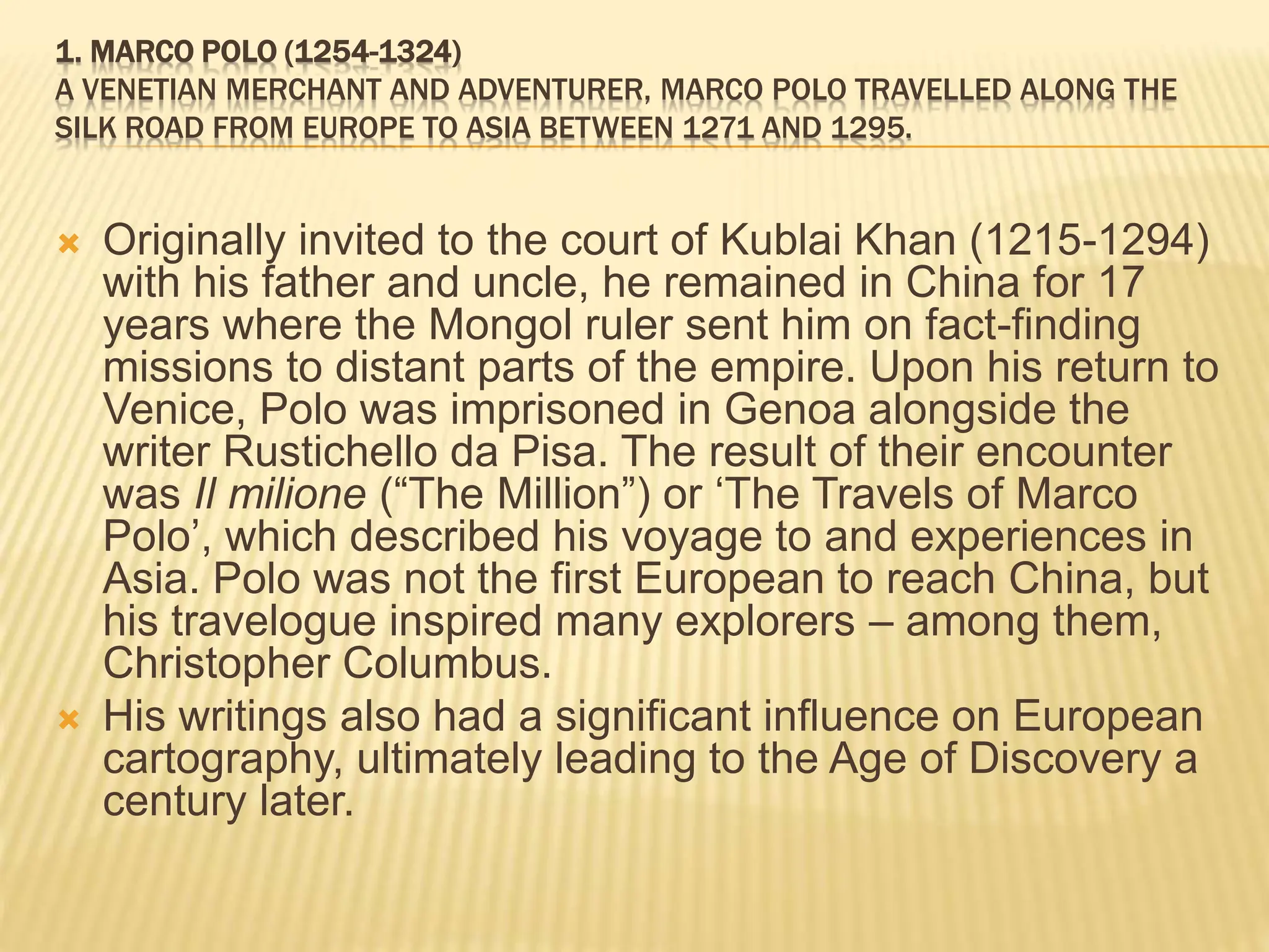 Famous explorers geographical sites and destinations | PPTX