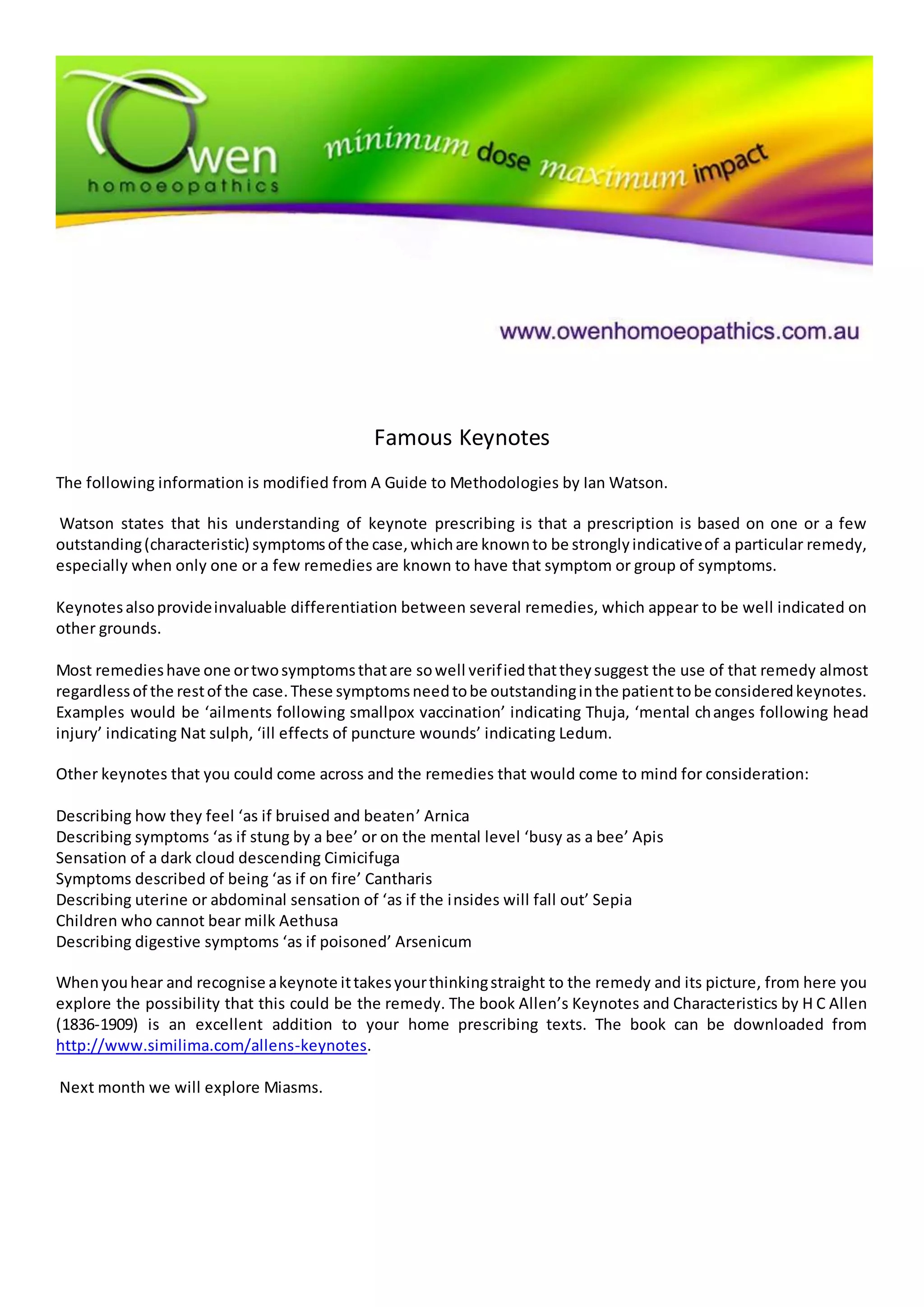 Famous keynotes | DOCX