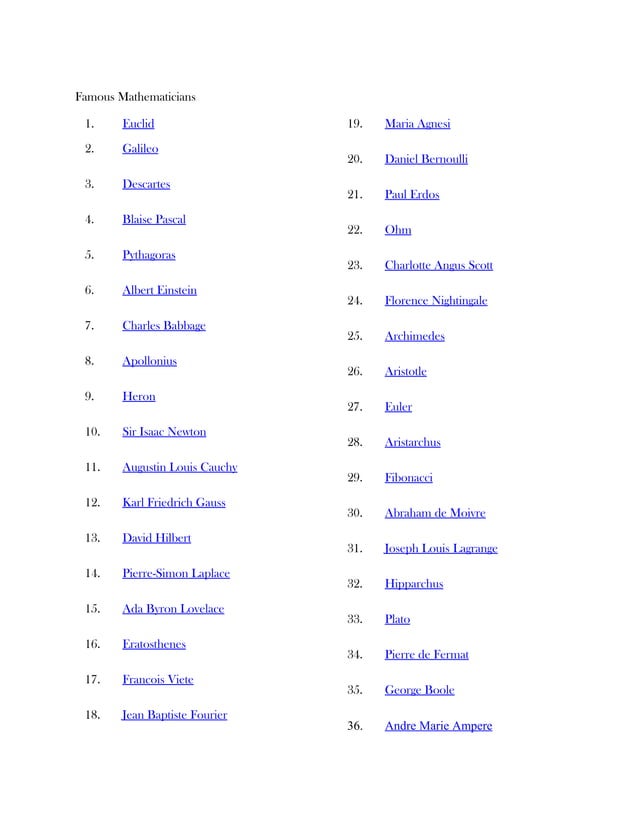 Famous mathematician power point project | DOC