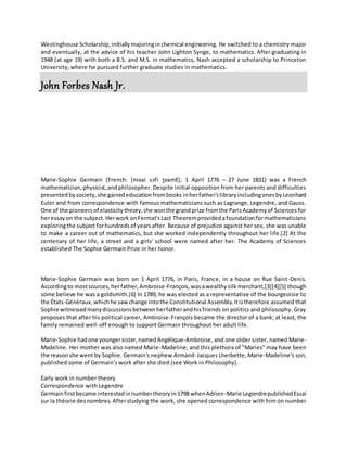 Famous mathematicians | DOCX | Physics | Science