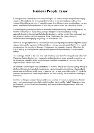 Famous People Essay. Atlanta Technical College | PDF