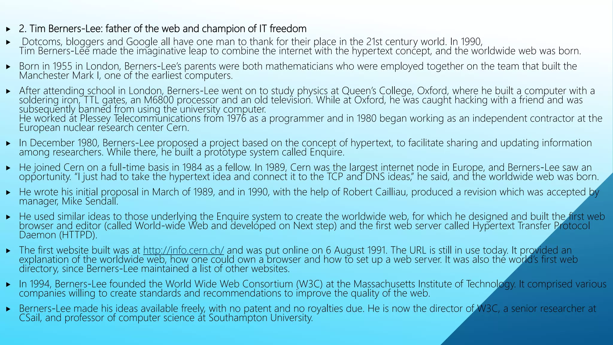 Famous perssonalities related to it. | PPT