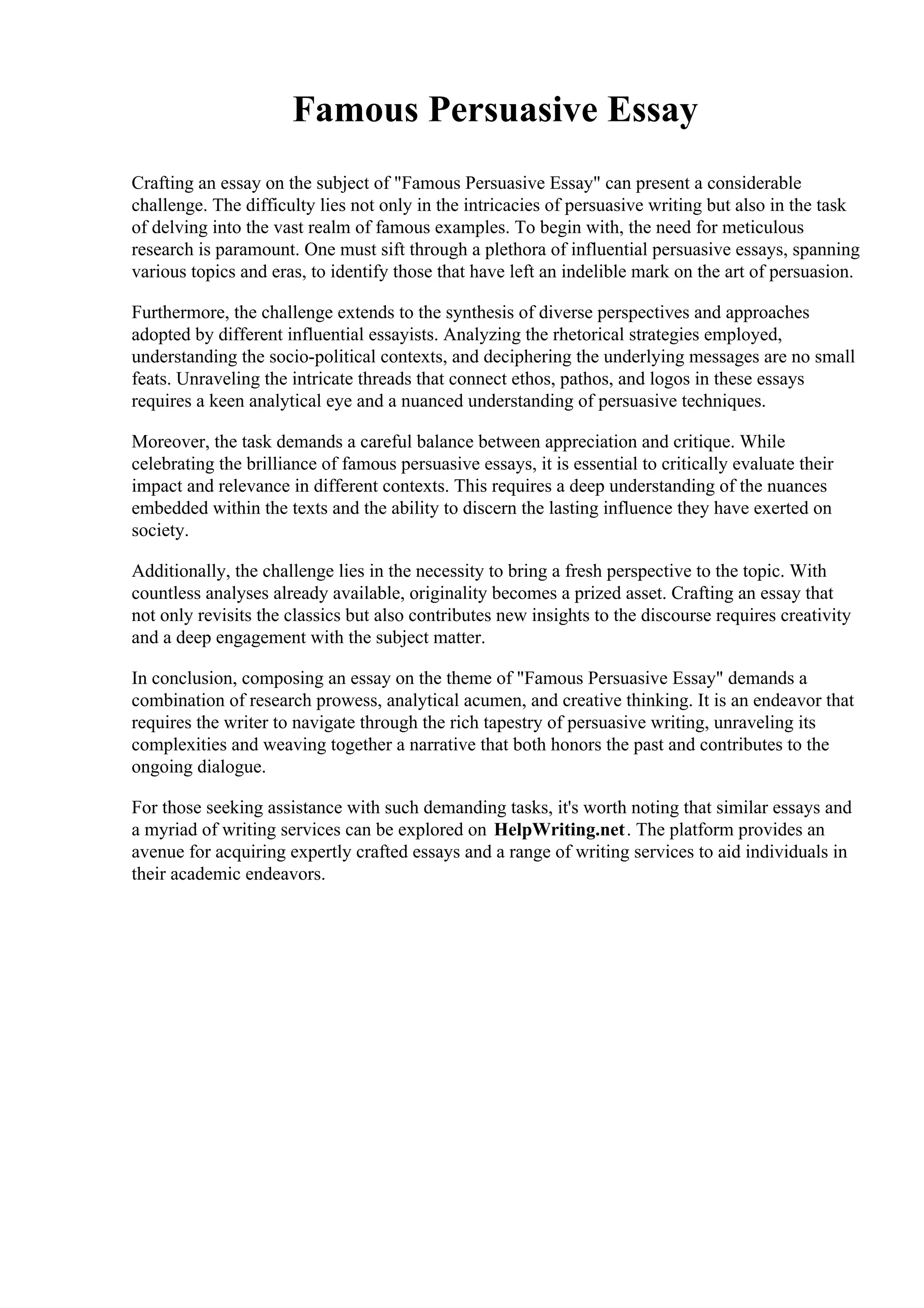 Famous Persuasive Essay | PDF