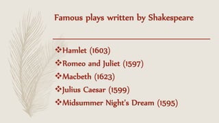 Famous plays of william shakespeare | PPTX | Drama | Genres