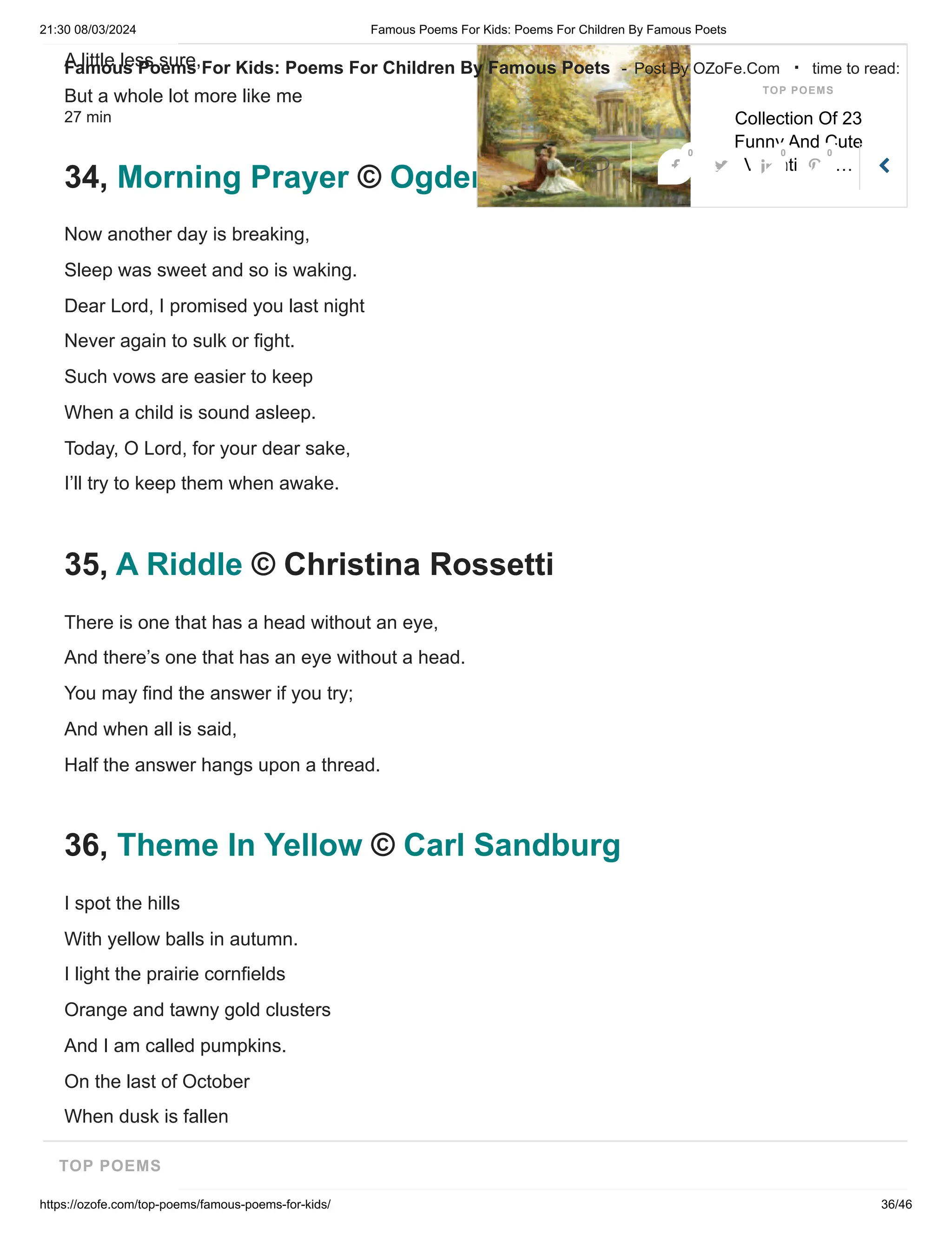 Best Poems for Kids to Nurture Their Love for Poetry | PDF