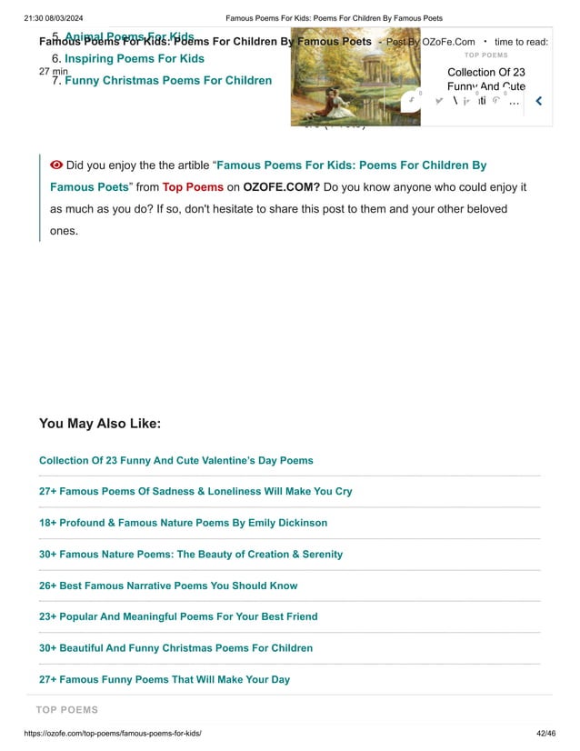 Best Poems for Kids to Nurture Their Love for Poetry | PDF