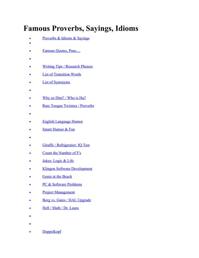 Famous proverbs | PDF