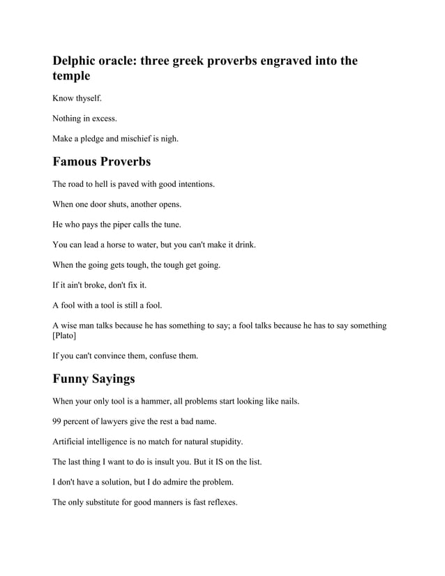 Famous proverbs | PDF
