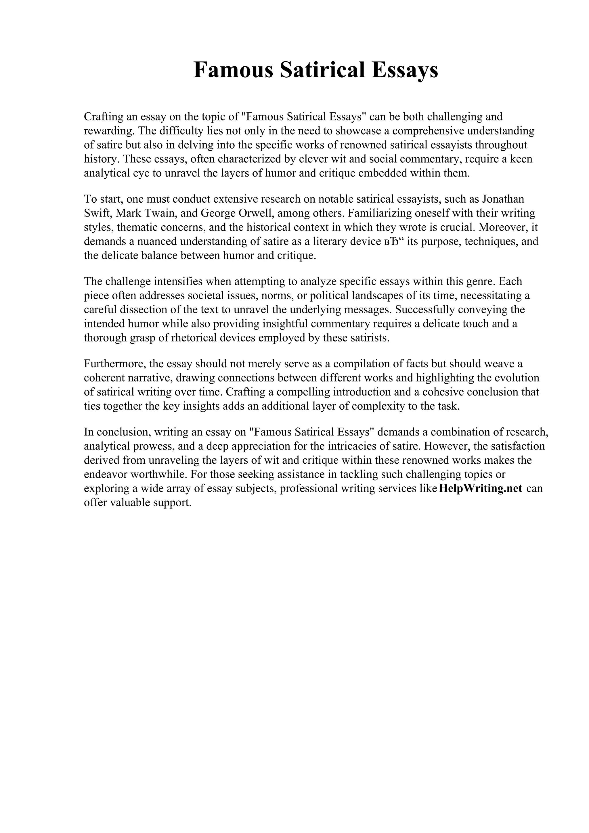 Famous Satirical Essays pdf famous-satirical-essays-pdf