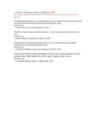 Famous suicide notes | PDF