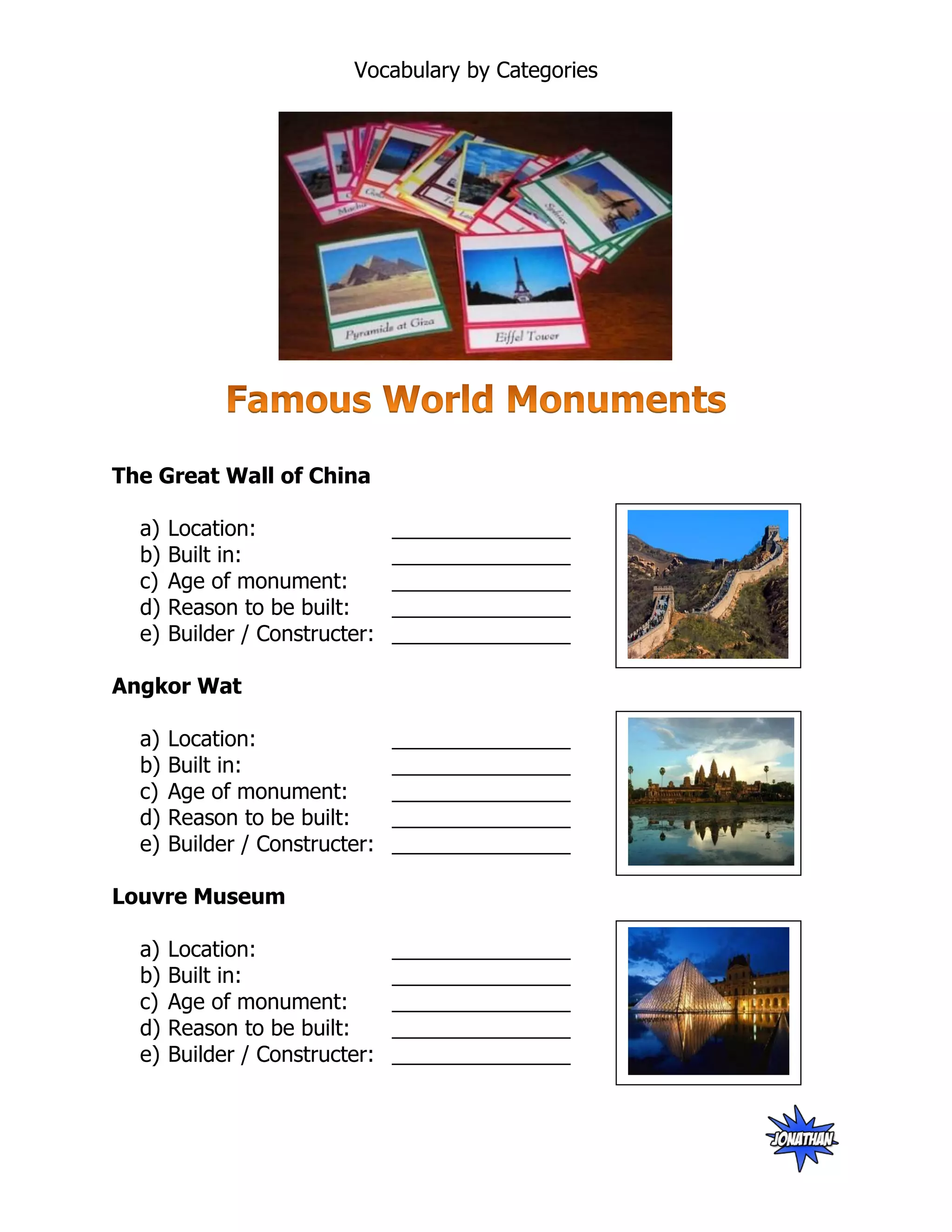 Famous world monuments | PDF