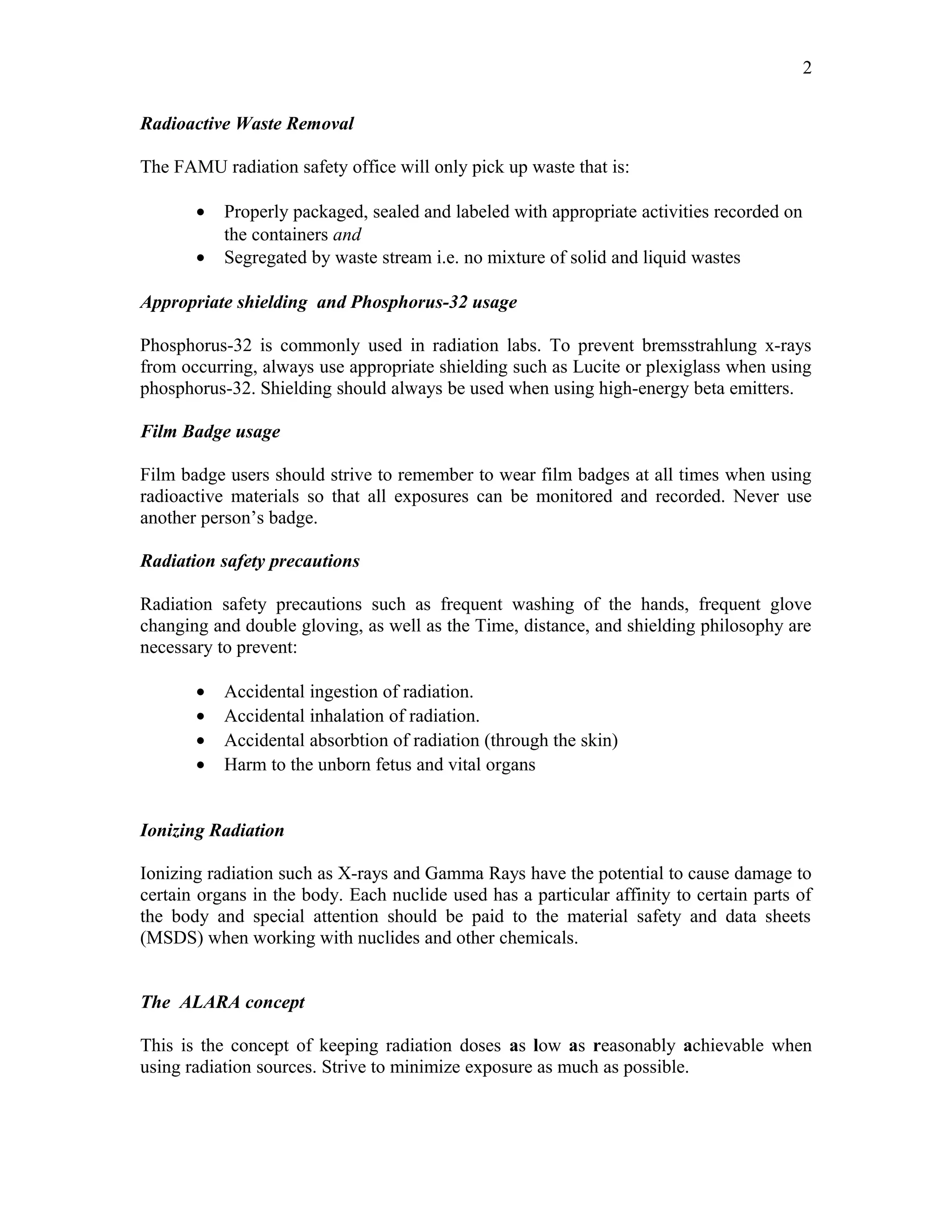 Famu radiation safety training lecture handout 1 | DOC