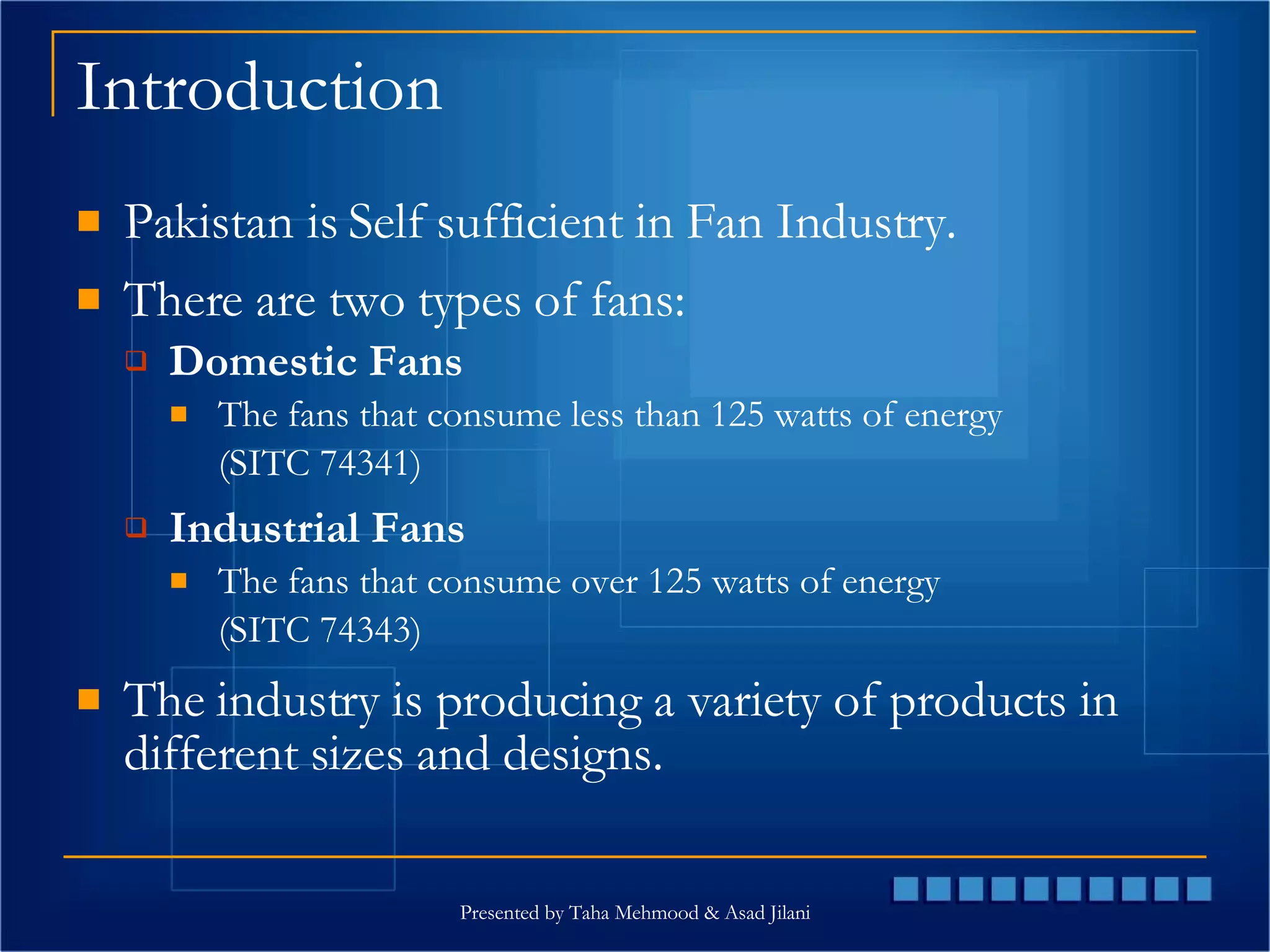 Fan Industry of Pakistan | PPT