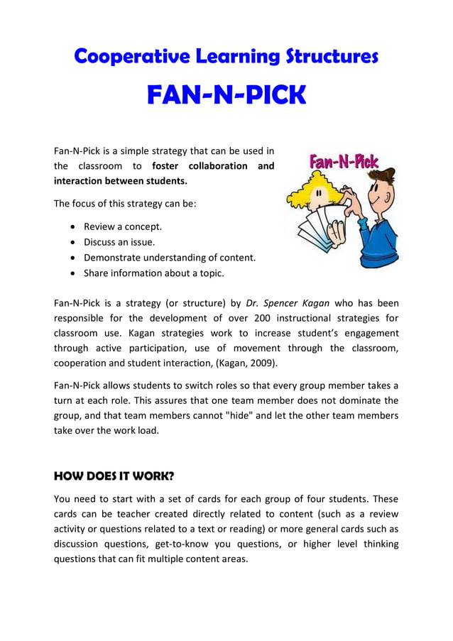 Fan n-pick | PDF | Homework and Study | Education
