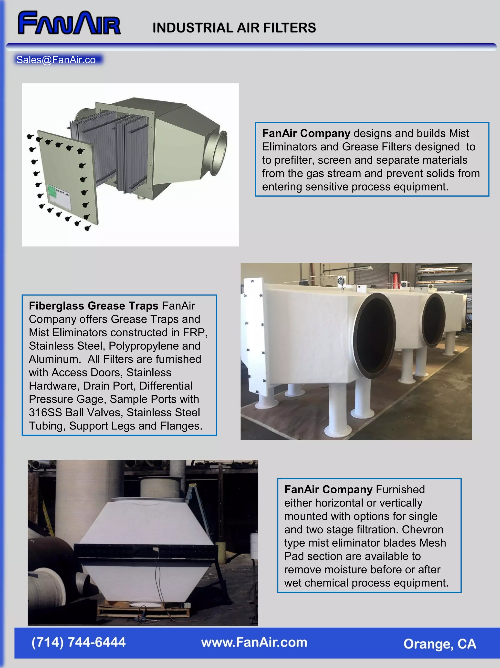 Fan air grease filter mist eliminator brochure | PDF