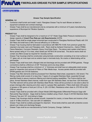 Fan air grease filter mist eliminator brochure | PDF