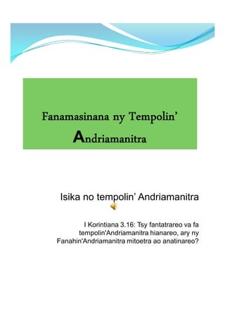 Fanamasinana ny tempoly [lecture seule] [mode de compatibilité] | PDF