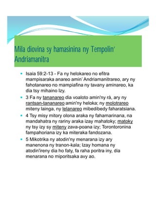 Fanamasinana ny tempoly [lecture seule] [mode de compatibilité] | PDF