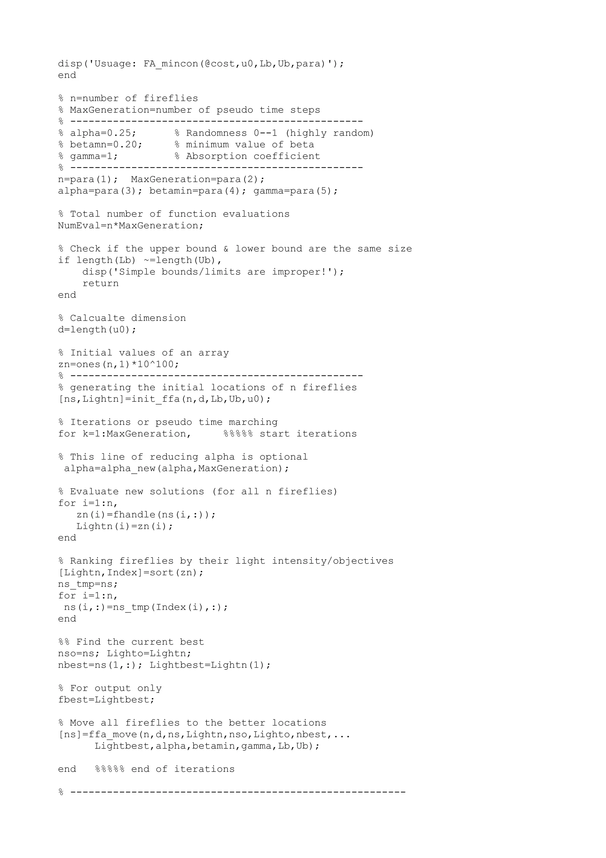 Firefly algorithm | TXT | Programming Languages | Computing