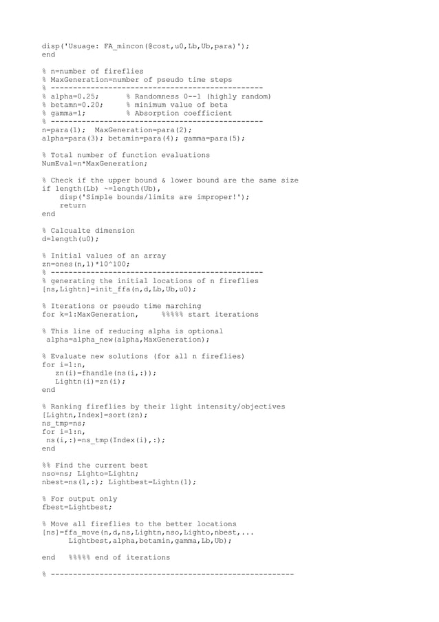 Firefly algorithm | TXT | Programming Languages | Computing