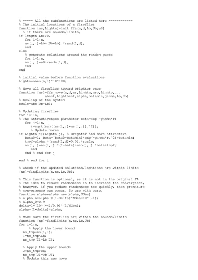 Firefly algorithm | TXT | Programming Languages | Computing