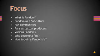 Fandom: An Introduction to the Cultural Phenomenon of Fandom | PPTX ...