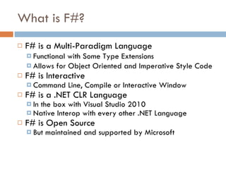 F# and the DLR | PPT | Programming Languages | Computing